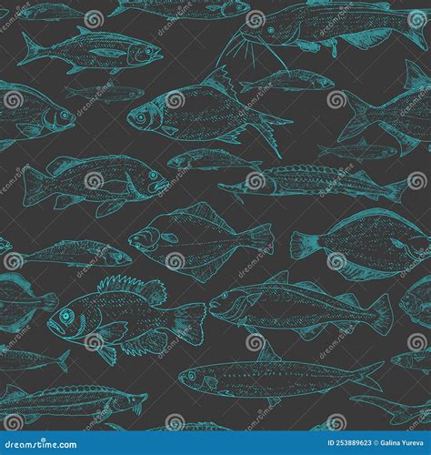 Fish Seamless Pattern Stock Vector Illustration Of Pattern 253889623