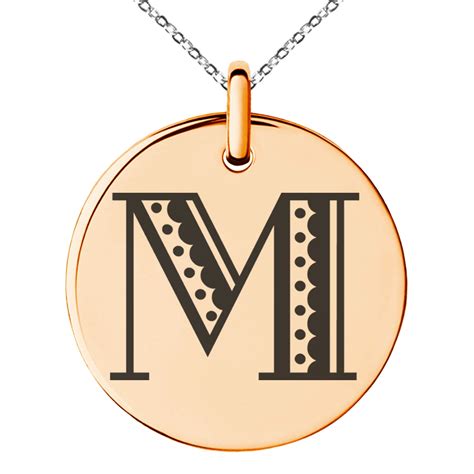 Stainless Steel Letter M Initial Metro Retro Monogram Engraved Small