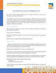 5 1 2 Gestión de usuarios privilegios y roles pdf GESTIÓN DE BASE DE