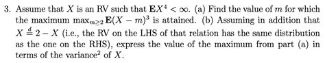 Solved Assume That X Is An RV Such That EX