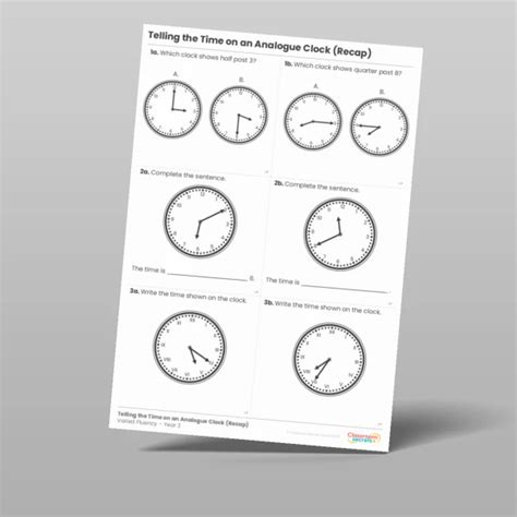 Year 4 Telling The Time On An Analogue Clock Recap Varied Fluency Resource Classroom Secrets