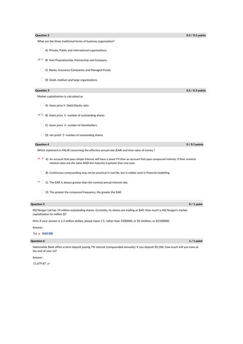 Finance Quiz 1 Answers Maf101 Studocu