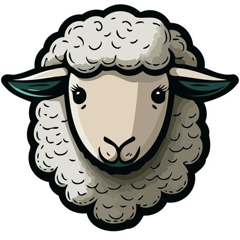 Mammalian Sheep Head Cartoon Drawing