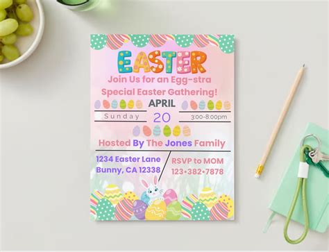 Editable Easter Invitation Template Instant Download Party Flyer