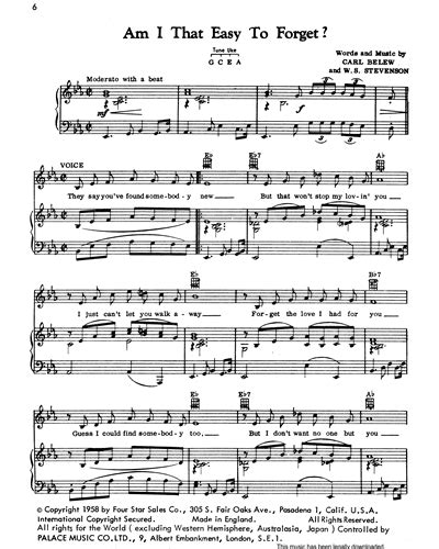 Am I That Easy To Forget Sheet Music By Jim Reeves Nkoda Free Days Trial