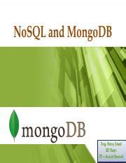 Introduction To MongoDB Pdf NoSQL And MongoDB Eng Hany Saad SD Dept ITI Assiut Branch What
