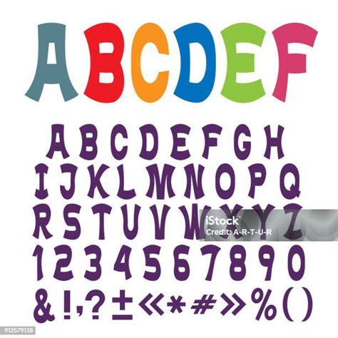 可愛有趣的字母 數位和標點符號向量圖形及更多好玩圖片 好玩 字母表 寫 Istock