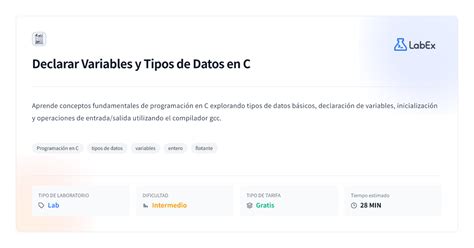 Declarar Variables Y Tipos De Datos En C Labex