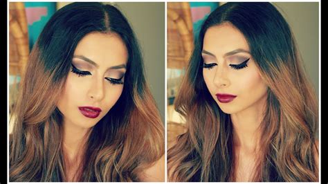 Burgundy Smokey Eye And Deep Red Burgundy Lip Makeup Tutorialfull Face