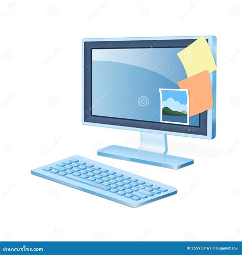 Personal Computer Or System Unit Icon With Monitor And Keyboard Stock Vector Illustration Of