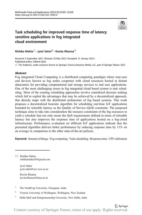 Task Scheduling For Improved Response Time Of Latency Sensitive