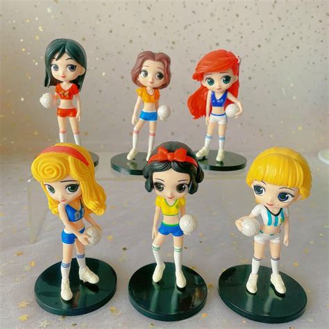 6pcsset 10cm Ariel Rapunzel Cinderella Mermaid Anna Elsa Belle Sofia