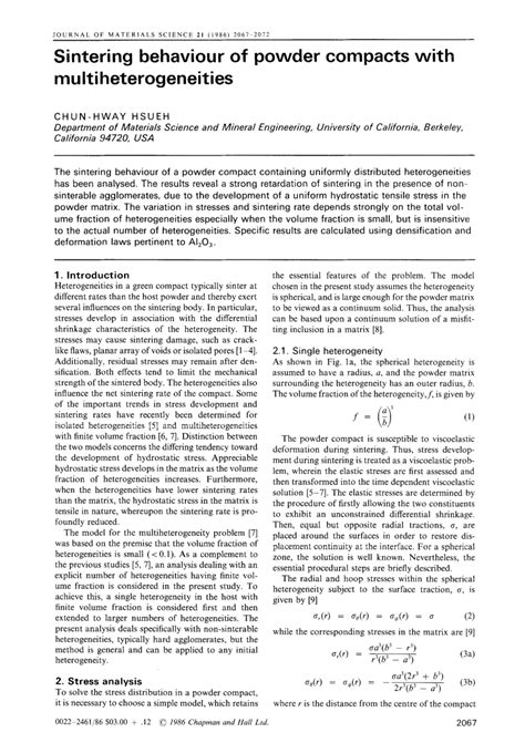 Pdf Sintering Behavior Of Powder Compacts With Multiheterogeneities