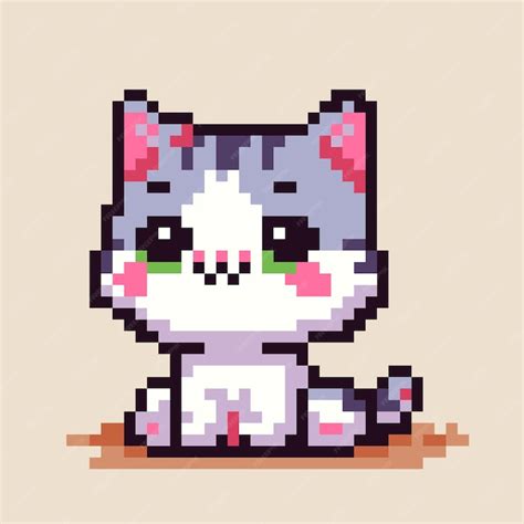 Premium Vector Pixelated Cute Kitten Illustration In Pixel Art Style