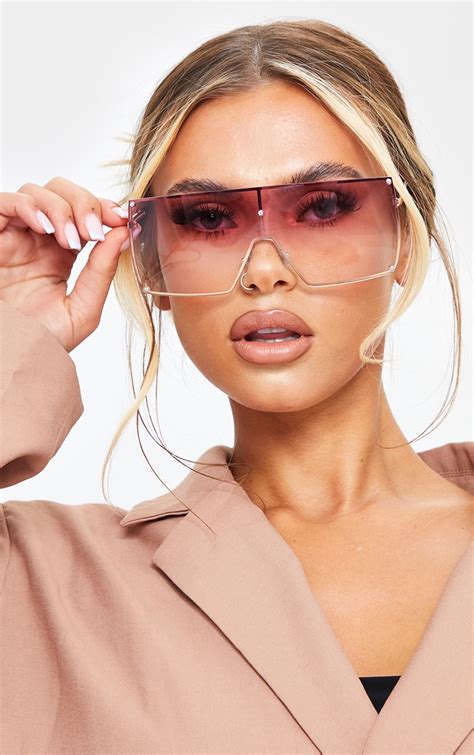 Pink Lens Ombre Oversized Square Frame Sunglasses Accessories Prettylittlething Ca