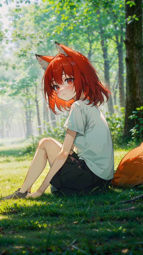Fox Anime Girl Forest 4k 8k 8990i Wallpaper Iphone Phone