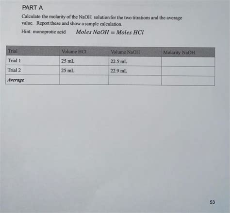 Solved PART A Calculate The Molarity Of The NaOH Solution Chegg