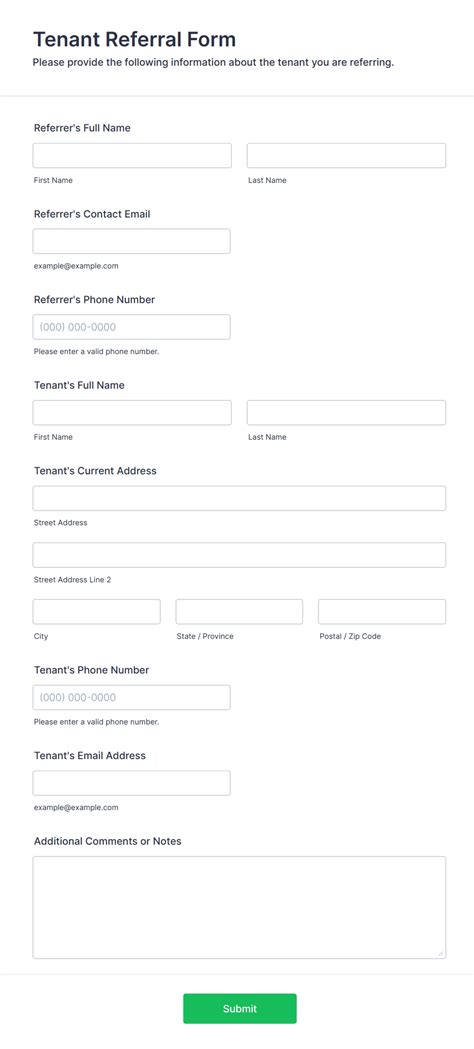 Tenant Referral Form Template Jotform