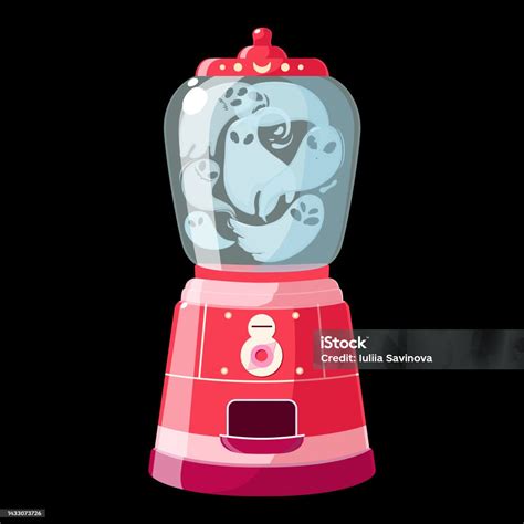 유령으로 가득 찬 껌 기계 흰색 배경에 고립 된 만화 스타일의 벡터 일러스트레이션 복고풍에 대한 스톡 벡터 아트 및 기타 이미지 복고풍 0명 가능성 Istock