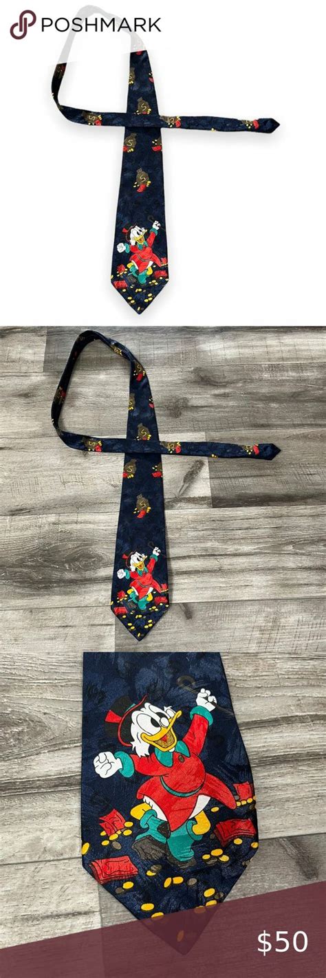Walt Disney Scrooge Mcduck Graphic Cartoon Mens Neck Tie Rare