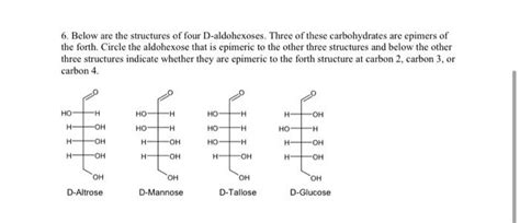 Solved Below Are The Structures Of Four D Aldohexoses Three