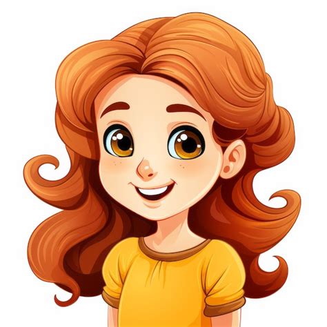 Ilustração De Uma Garota De Desenho Animado Com Longos Cabelos Ruivos