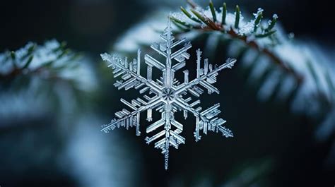 Premium Ai Image Single Snowflake On Pine Needle Crystalline And Glistening