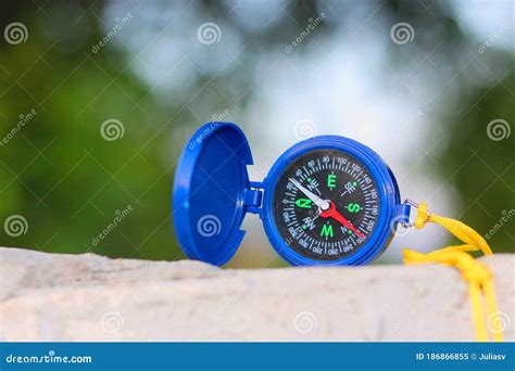 Round Compass On Natural Background Stock Image Image Of Measurement Close 186866855