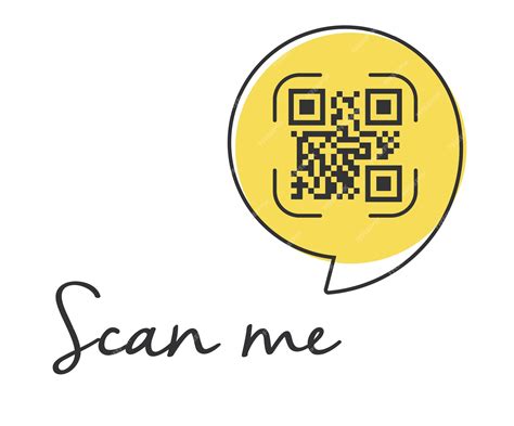 말풍선에서 Qr 코드 스캔 나를 스캔 개념 아이콘 프리미엄 벡터
