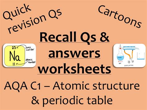 Aqa Chemistry Gcse C1 Atomic Structure And Periodic Table Recall Qs Teaching Resources