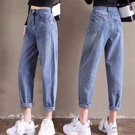 Джинсы бойфренда для женщин Осенние повседневные джинсовые штаны новая Корейская уличная