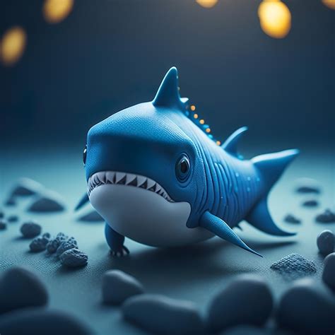 Un Tiburón Azul Con Cabeza De Tiburón Sobre Un Fondo Azul Foto Premium