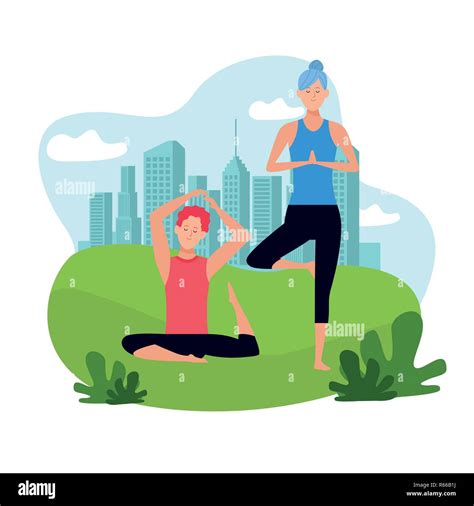Couple Doing Yoga Stock Vector Image And Art Alamy