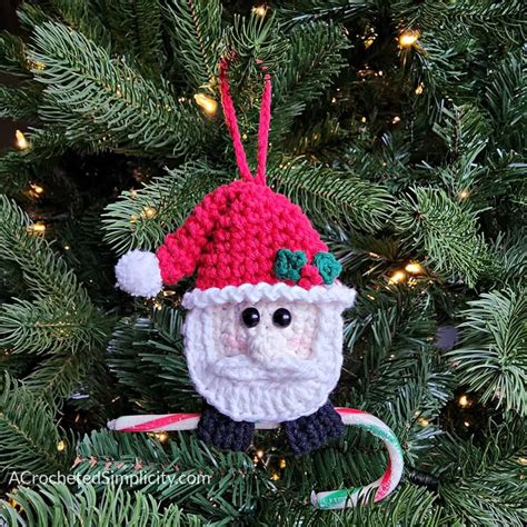 Crochet Pattern Crochet Santa Candy Cane Holder Candy Cane Holder Santa Ornament Santa