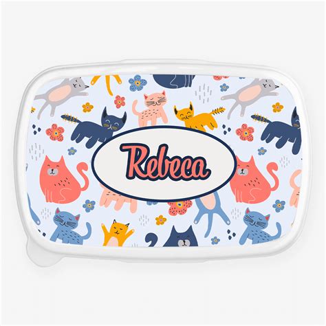 Caserolă Personalizată Cu Nume Pisici Lunchbox Copii Larema