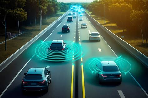 illustration autonomous car sensor driver security generative premium