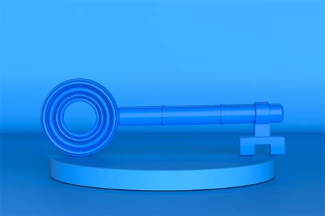 Premium Photo D Rendering Blue Key On Blue Background