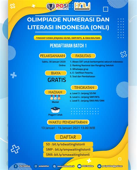 Soal Dan Jawaban Olimpiade Numerasi Dan Literasi Indonesia ONLI POSI Session Level