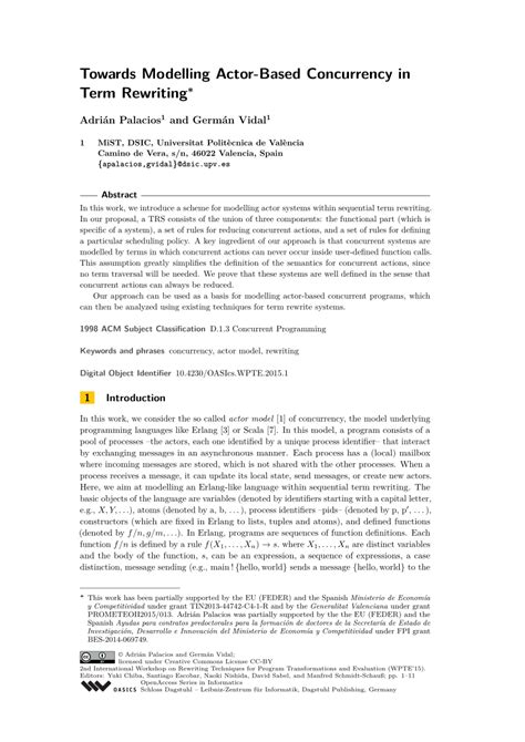 Pdf Towards Modelling Actor Based Concurrency In Term Rewriting