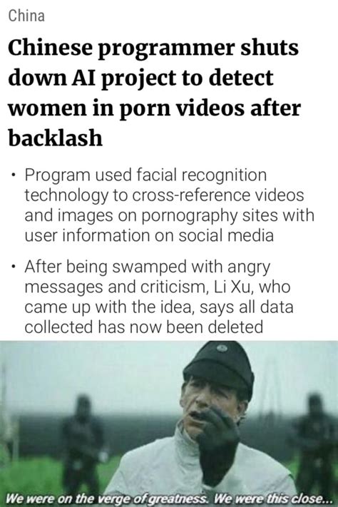 China Chinese Programmer Shuts Down AI Project To Detect Women In Porn Videos After Backlash