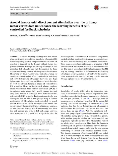 Anodal Transcranial Direct Current Stimulation Over The Primary Motor Cortex Does Not Enhance