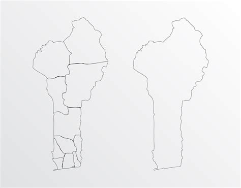 Contour Noir Vecteur Carte Du Bénin Avec Les Régions Vecteur Premium