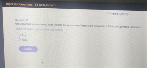 Rigor In Operations E1 Assessment 1149 MMSS StudyX