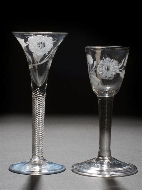 Bonhams A Jacobite Wine Glass And A Plain Stem Glass Of Possible