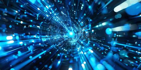 Futuristic Digital Data Stream Abstract Technology Background With Blue Cyber Tunnel Flow Design