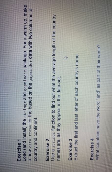 Solved Exercise 1 Load And Install The Stringr And