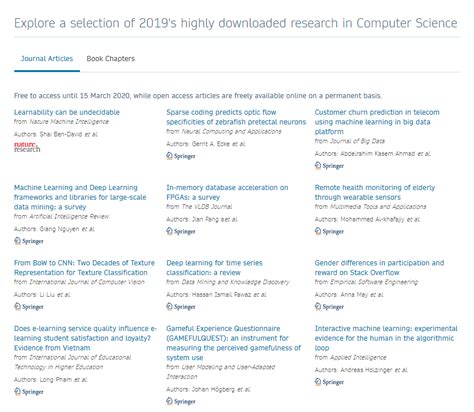 Extended Until March 31st Springer Computer Science