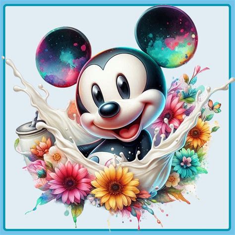 Mickey Mouse Splash And Watercolor Digital Design Png File Sublimation Mickey Mouse Splash