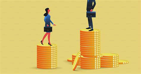 여성과 남성 관리자가 서로 다른 동전 더미 위에 서 있습니다 급여 차별 개념 벡터 일러스트 레이 션입니다 벡터 Unsplash의 법인 사업 이미지