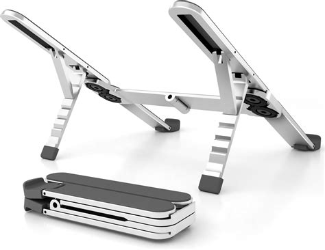 ZenRich Foldable Laptop Stand Ergonomic Aluminum Riser With 6 Adjustable Heights Compatible